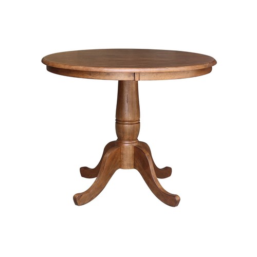 36-Inch Round Top Pedestal Dining Table, Sturdy Wooden Construction ...