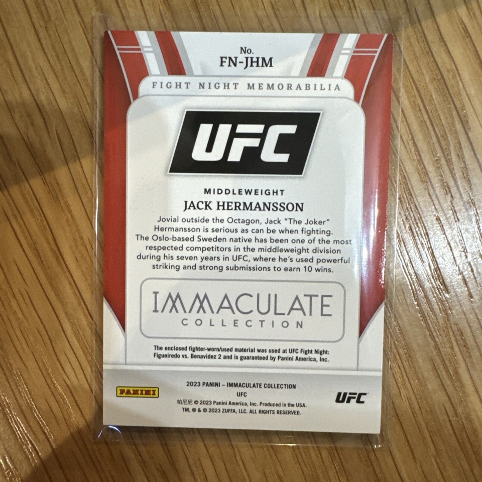 2023 Immaculate UFC Jack Hermansson patch 11/25 | eBay
