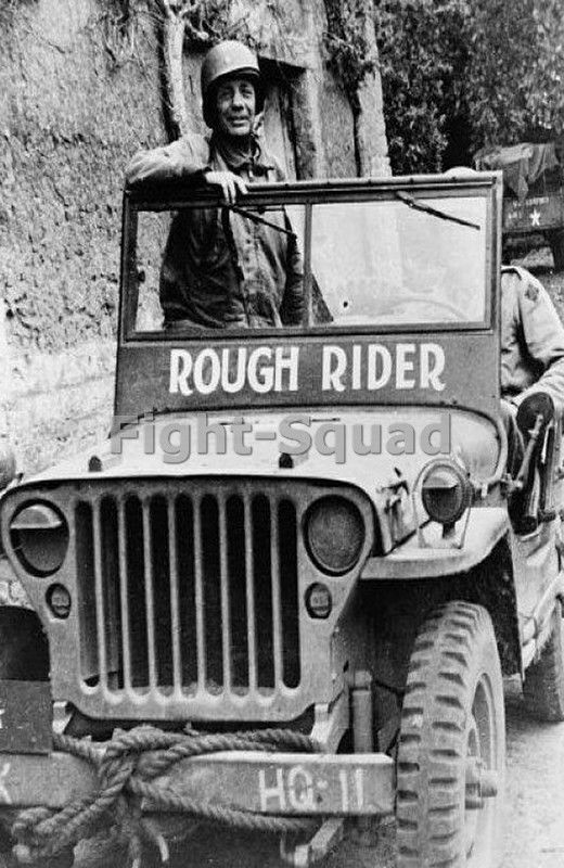 WW2 Picture Photo Normandy 1944 Brigadier General Roosevelt in his Jeep ...