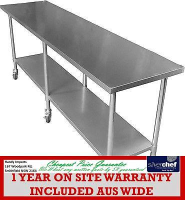 FED COMMERCIAL Premium Stainless Steel Mobile Workbench With Castors ...