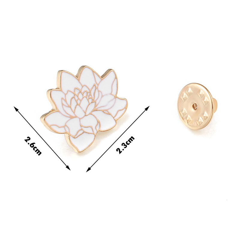 Buddhism White Lotus Flower Enamel Floral Brooches Denim Coat Backpack ...