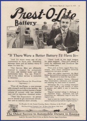 Vintage 1919 PREST-O-LITE Battery Automotive Ephemera Print Ad | eBay