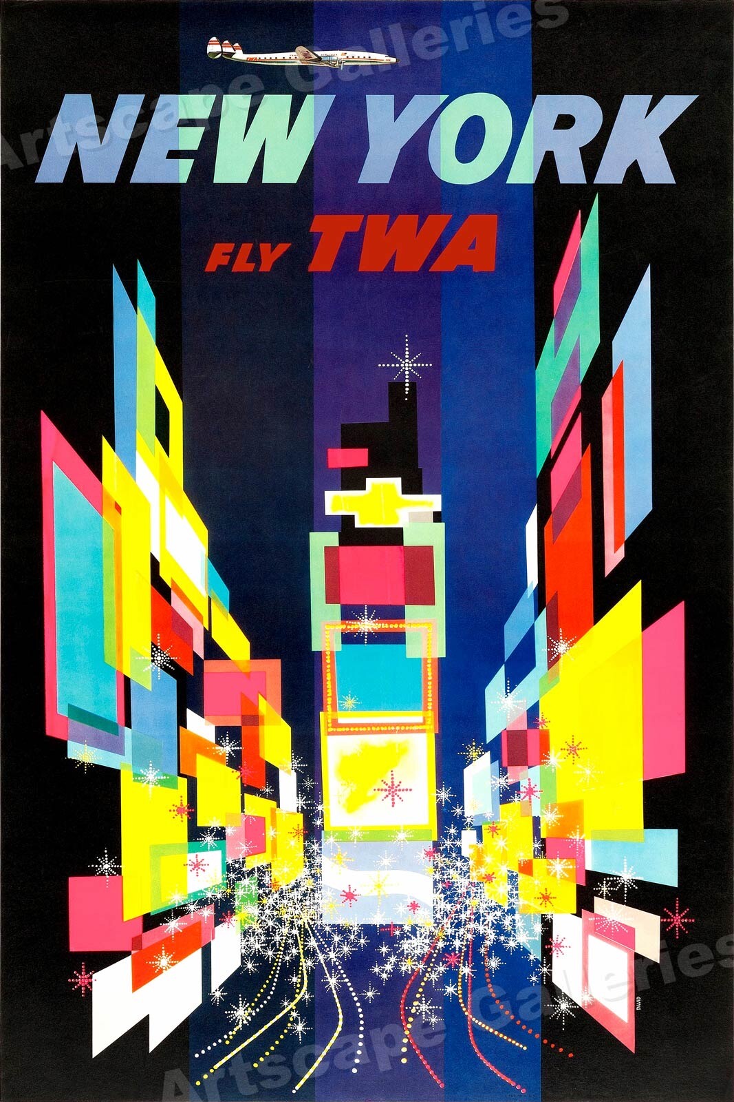 TWA Times Square NYC 1960s Vintage Style Travel Poster - 16x24 | eBay