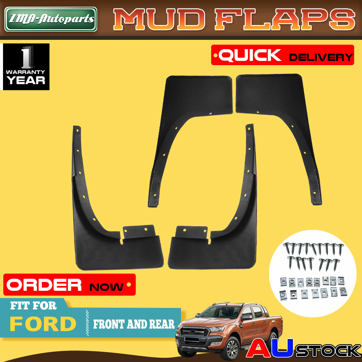 4x Mud Flap Splash Guards For Ford Ranger PX Everest UA 2012-2019 Dual ...