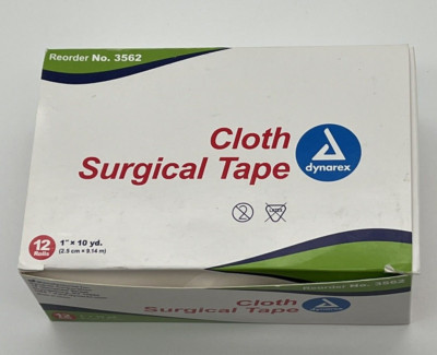 Dynarex 1" x 10yd Cloth Surgical Tape - 12 Roll Box - No. 3562 - 1 inch ...