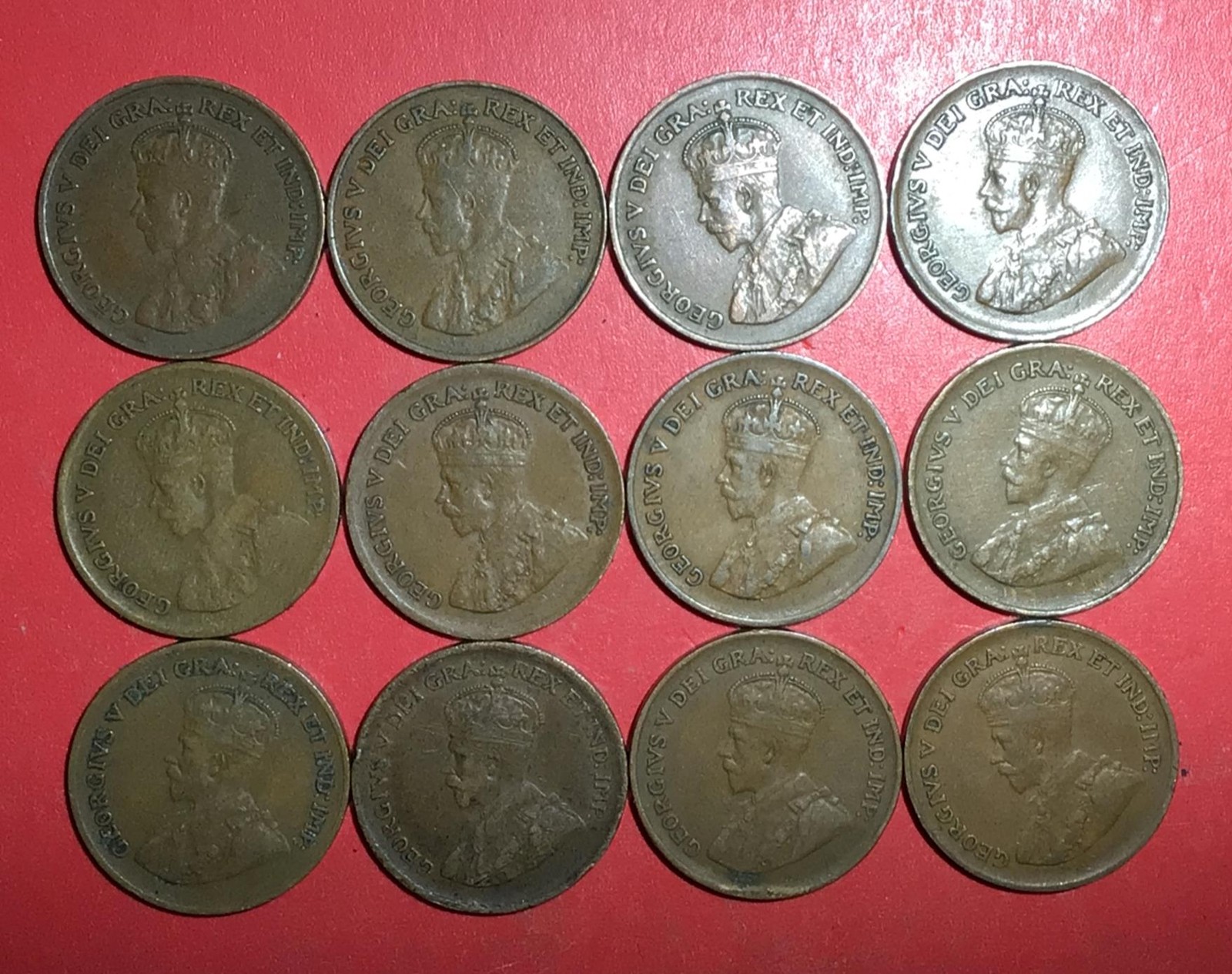 1920-1936 Canada King George Small Cent Collection of 12 Different ...