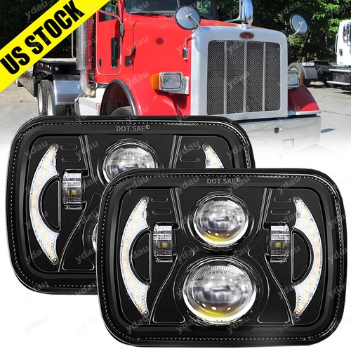 2x LED Headlights 7x6'' 5x7'' Hi/Low Beam For Peterbilt 330 365 367 379 ...
