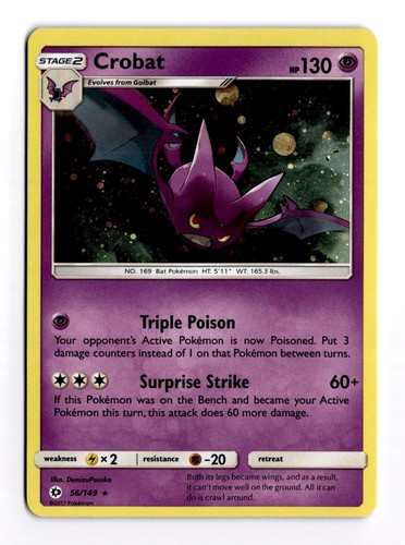 Crobat 56/149 Cosmos Holo Sun Moon Base Promo Vivid Voltage Pokemon ...
