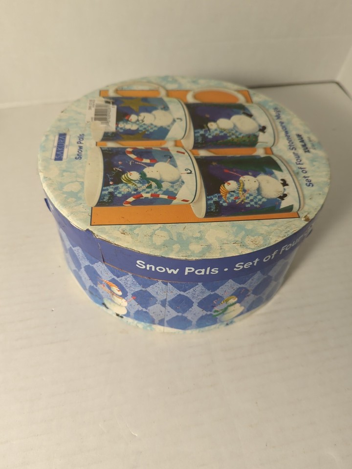 Set (4) Oneida Sakura SNOW PALS Snowmen Winter Coffee Tea Mugs Cups New ...