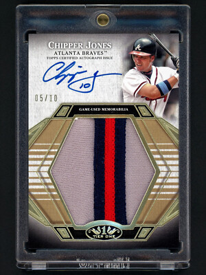 2022 Topps Tier One Chipper Jones Auto Jumbo Jersey Patch #5/10 Braves ...