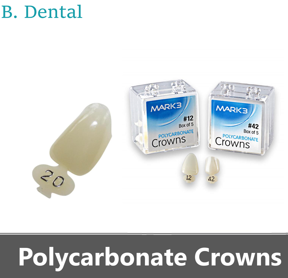 MARK3 Dental Temporary Polycarbonate Crowns All Sizes Swiss Made Box/5 ...
