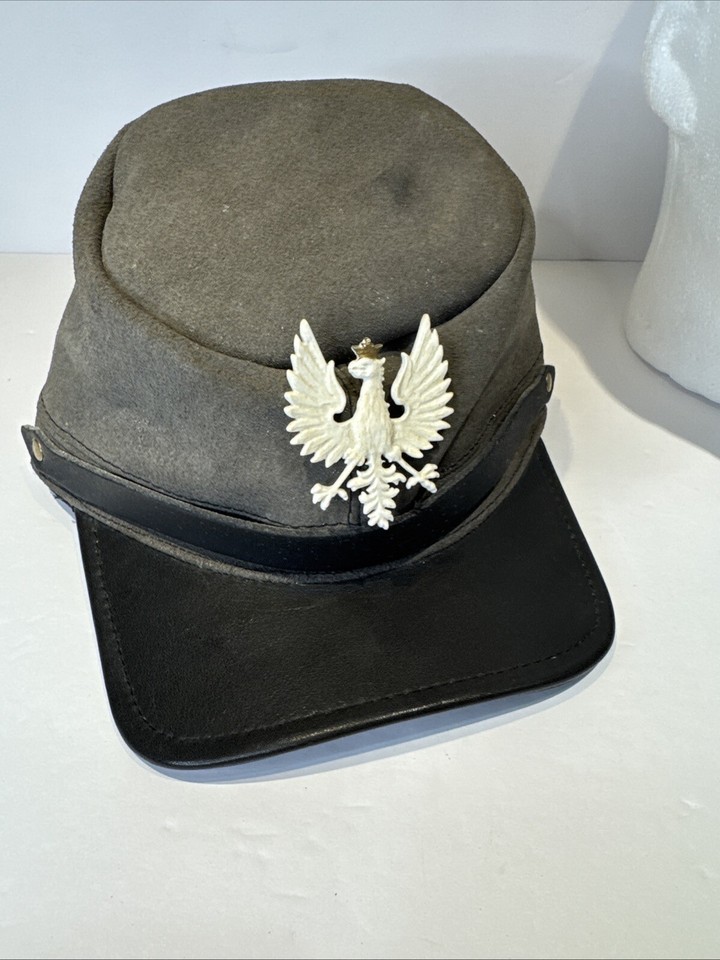 Civil War Confederate Reproduction Cap Hat Leather - Adjustable. Made ...
