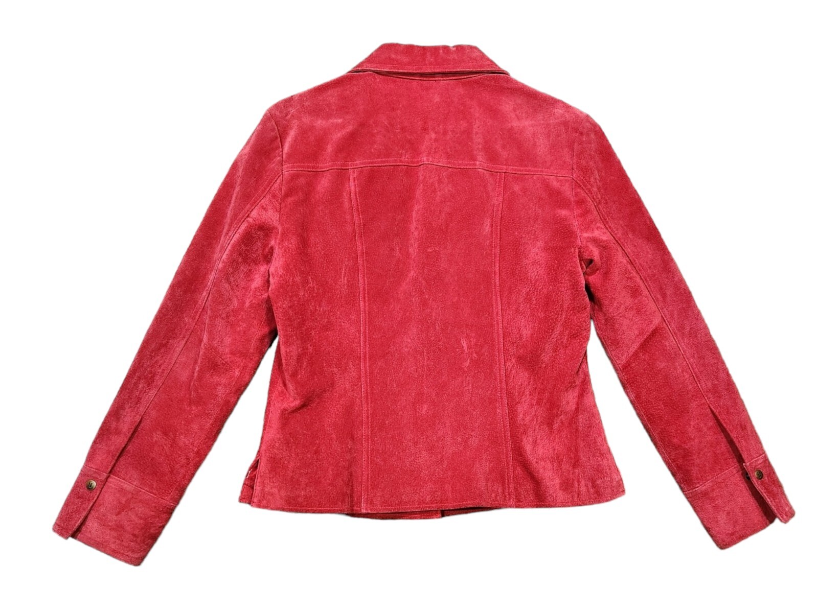 Vintage Red Suede Leather Jacket Snap Button Size M L… - Gem