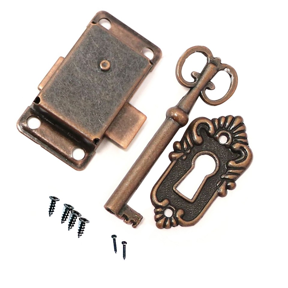 Furniture Cabinet Door Lock Set W/ Key Antique Drawer Wardrobe Lock ...