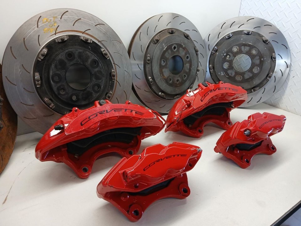 14-19 CORVETTE C7 COMPLETE SET OF 4 HD CALIPERS J56 RED J6F AND ROTORS | eBay