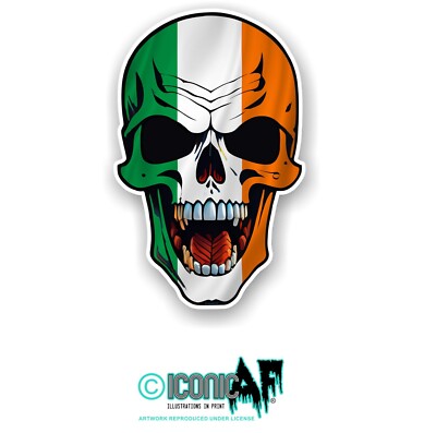 Realistic EVIL Gothic Skull Ireland Irish Flag Vinyl car sticker Decal ...