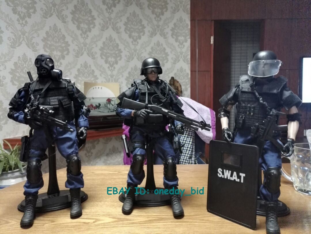 12" Set of 3 SWAT Elite Special Force Police Action Figure with Dog 1/6 ...