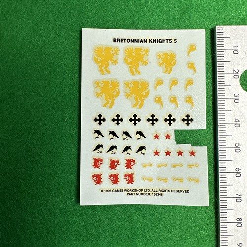 Warhammer Bretonnian Knights Decal Transfer Sheet 5 Games Workshop 90s ...