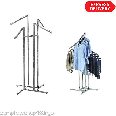 Heavy Duty 4 Way Slope Clothes Rail Shop Display Garment Rack Floor ...
