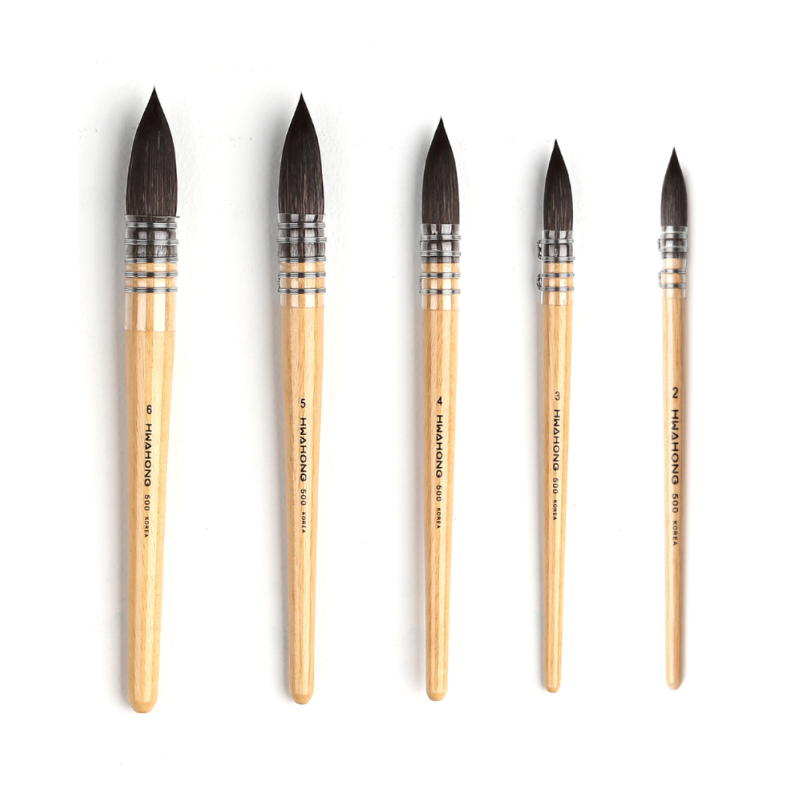 HWAHONG Artist Watercolor Painting Paint Brushes Pointed Round Brush ...