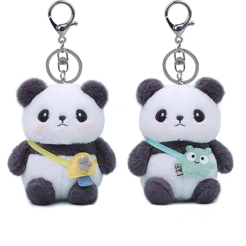 Plush Panda Keychains Cute Panda Doll Keyrings Creative Car Keys ...