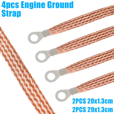 4x Engine Ground Strap Copper Cable Kit For Car Truck Firewall Engine ...