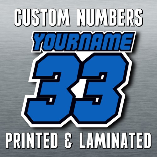 1 Motorcycle Racing Name Number Sticker Plate Race Motors Track R6 ...