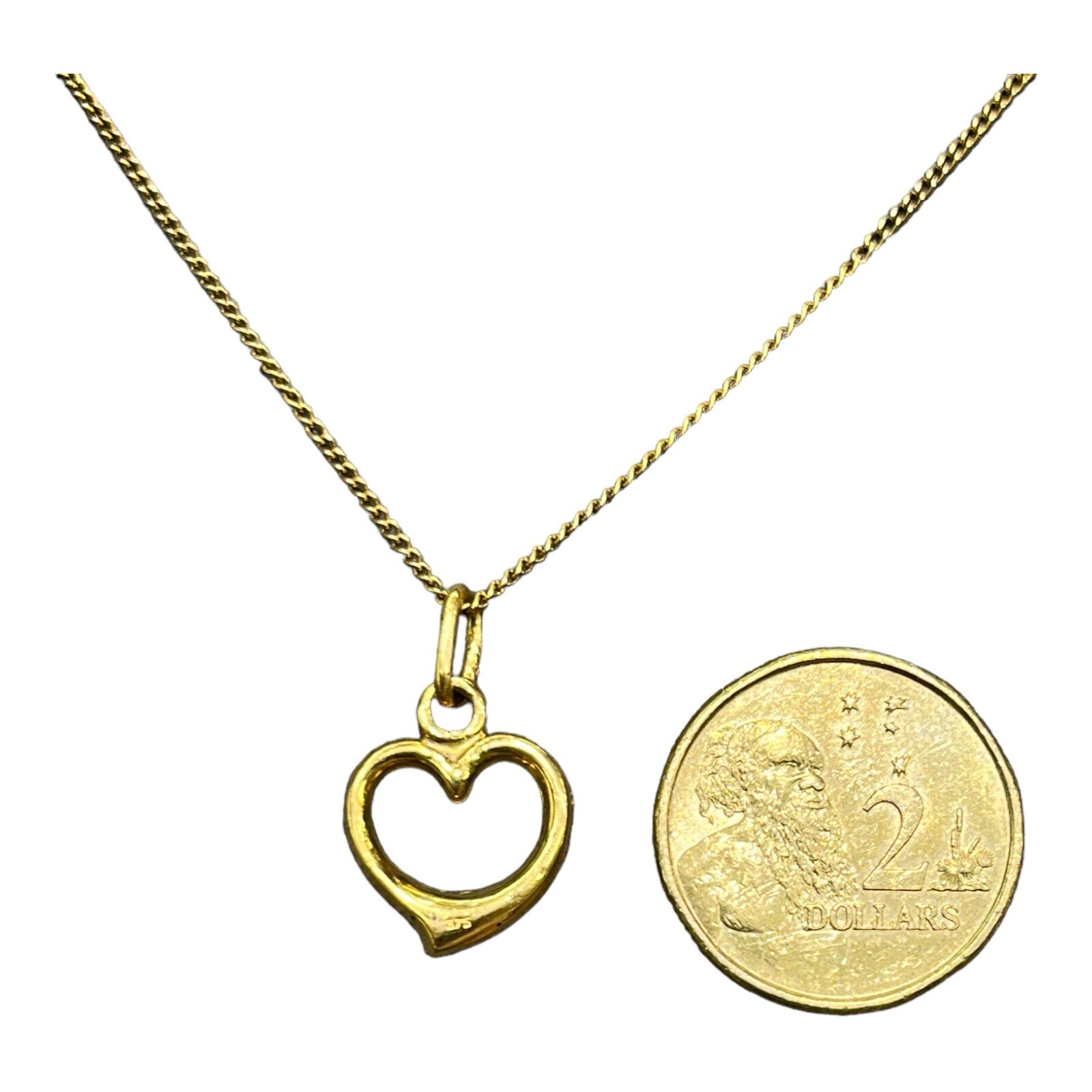 9ct 9K Yellow Gold Open Heart Charm Pendant 12mm 0.56 Grams. Brand New ...