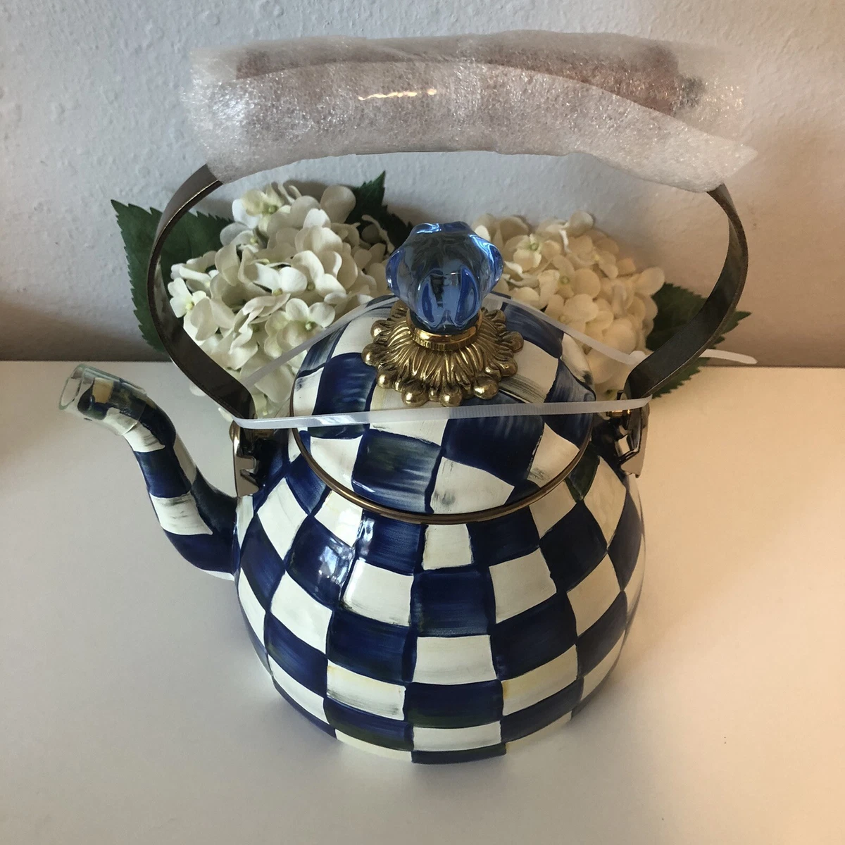 MacKenzie-Childs Royal Check Tea Kettle Quart Jane Leslie