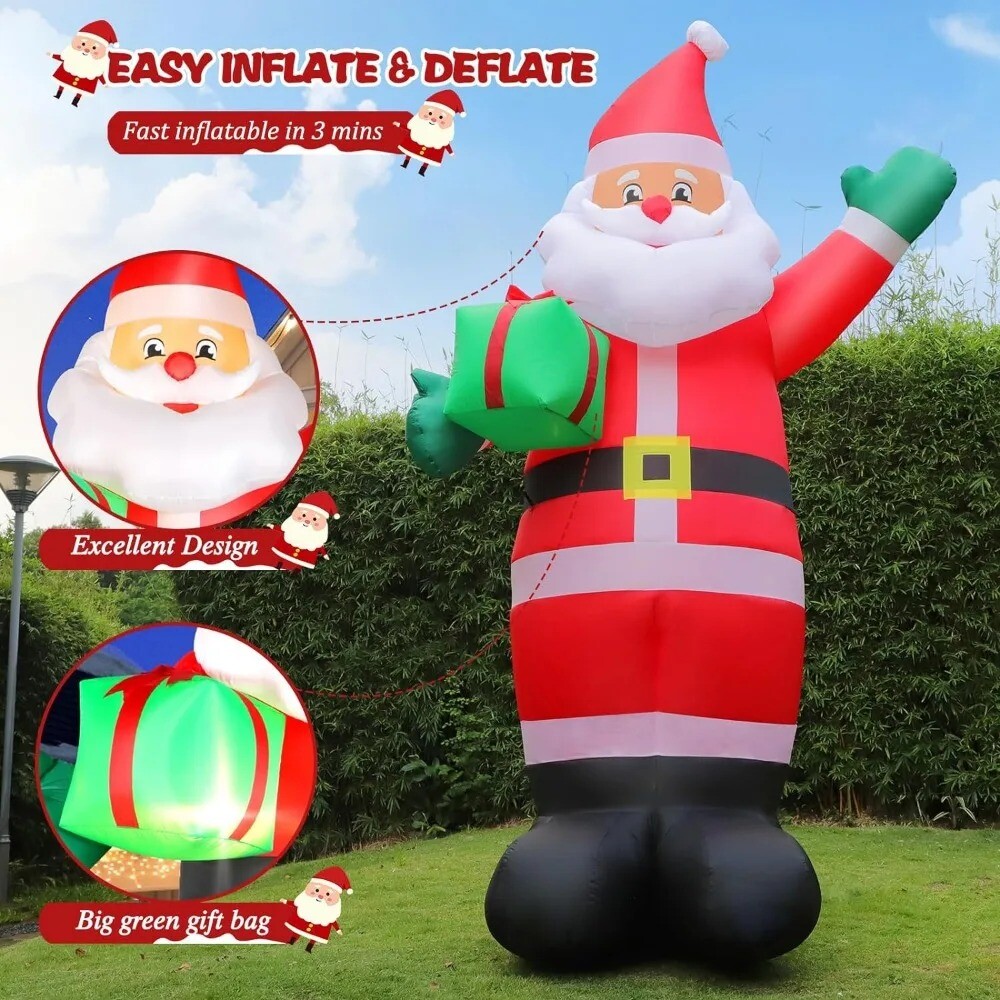 10Ft Inflatable Giant Santa Claus Decor Christmas Outdoor Decoration ...