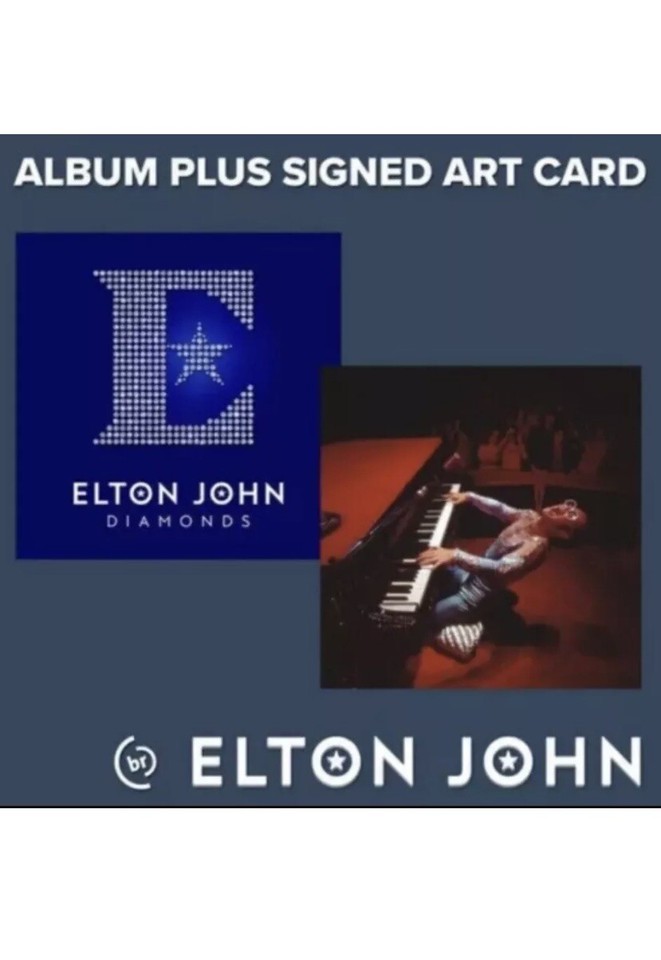 **ELTON JOHN SIGNED ART CARD DIAMONDS 50th ANNIVERSARY CD ️ Ready To ...