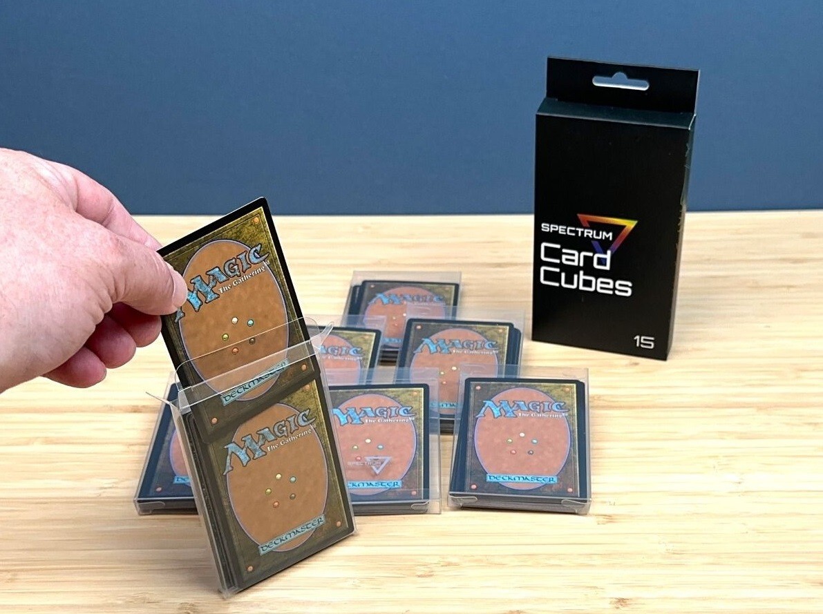 X2 BCW Spectrum Clear Card Cubes For 15 Sleeved Cards 69x 95x10mm 2 ...