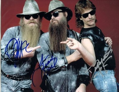 ZZ TOP BAND 8X10 SIGNED PHOTO AUTOGRAPH ALL MEMBERS SIGNATURE POSTER ...