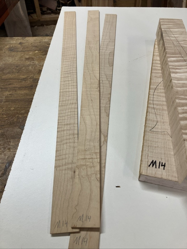 Curly Figured Red Leaf Maple Mandolin Single Piece Back Blank, Neck And ...