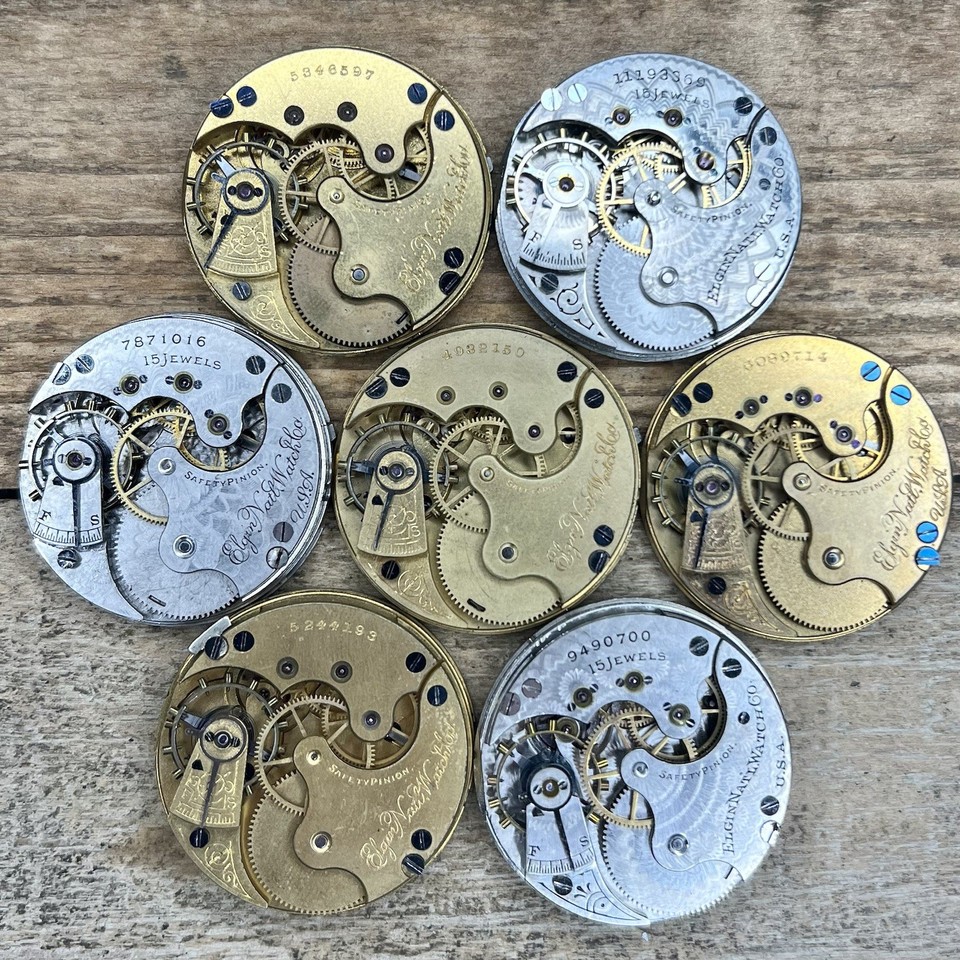 6s Elgin Pocket Watch Movements - Grade 118, 133, 216, 295 - 11, 15 ...