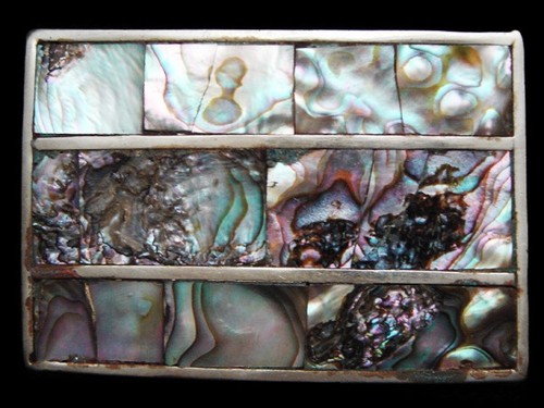 MF15120 VINTAGE 1970s **ABALONE SHELL SQUARES** SILVER ARTWORK BELT ...