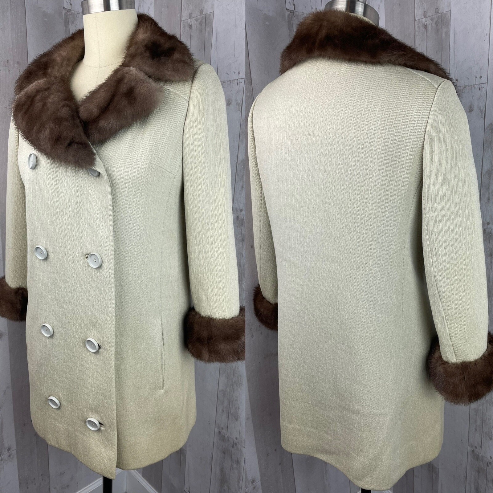 1950s Vintage DUSTER JACKET CAR COAT Cream Ivory Mink… - Gem