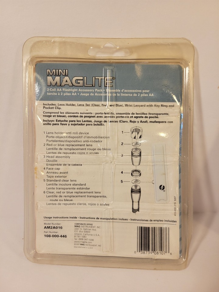 New Maglite AA Accessory Pack AM2A016L MINI Mag-lite Lens Anti Roll 2 ...