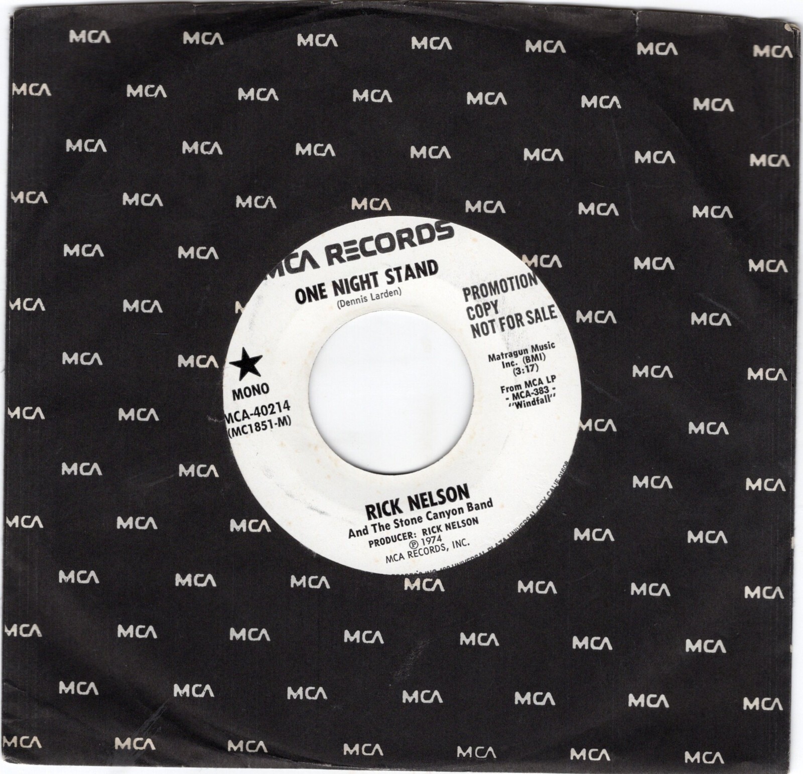 Rick Nelson & Stone Canyon Band – One Night Stand 1974 MCA Promo Rock ...