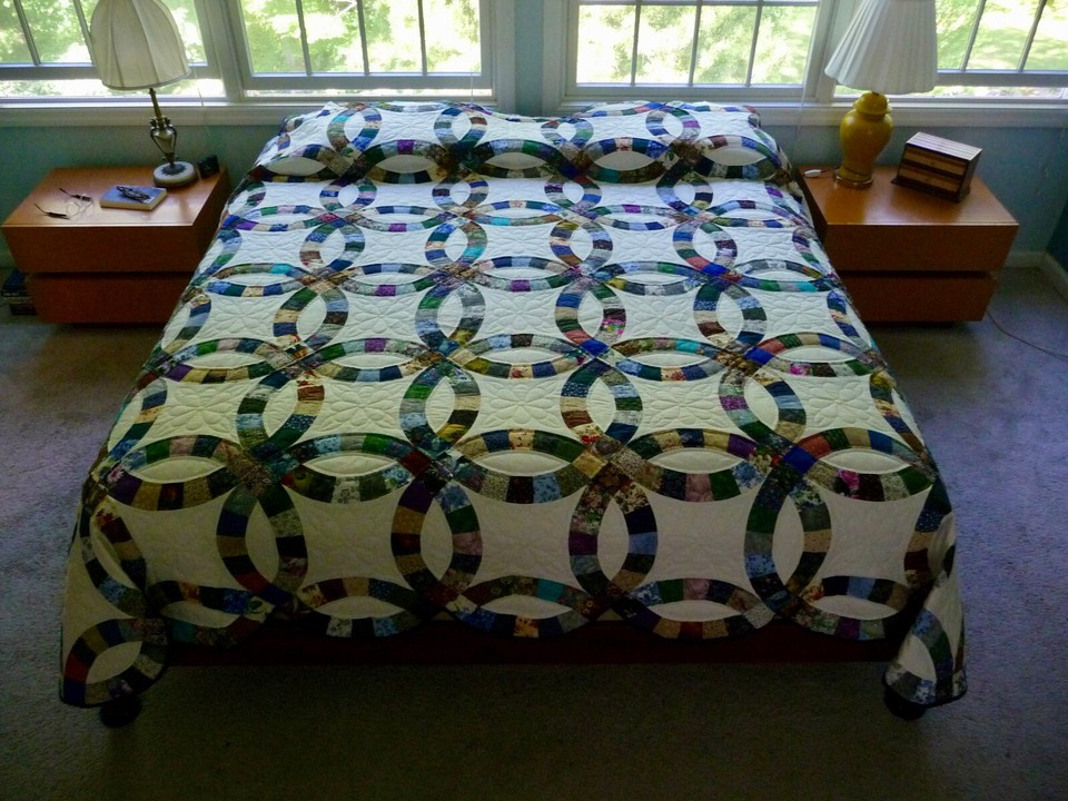 Amish Quilt for Sale Double Wedding Ring Amish Queen Quilt | eBay
