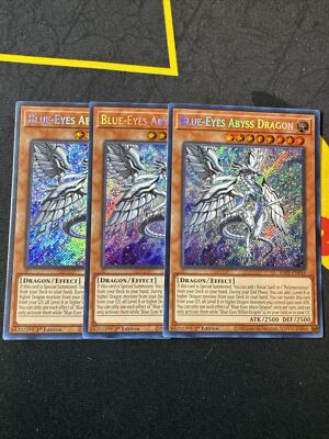 Yu-gi-oh! TCG 3x Blue-Eyes Abyss Dragon RA01-EN016 SECRET YUGIOH! NM ...