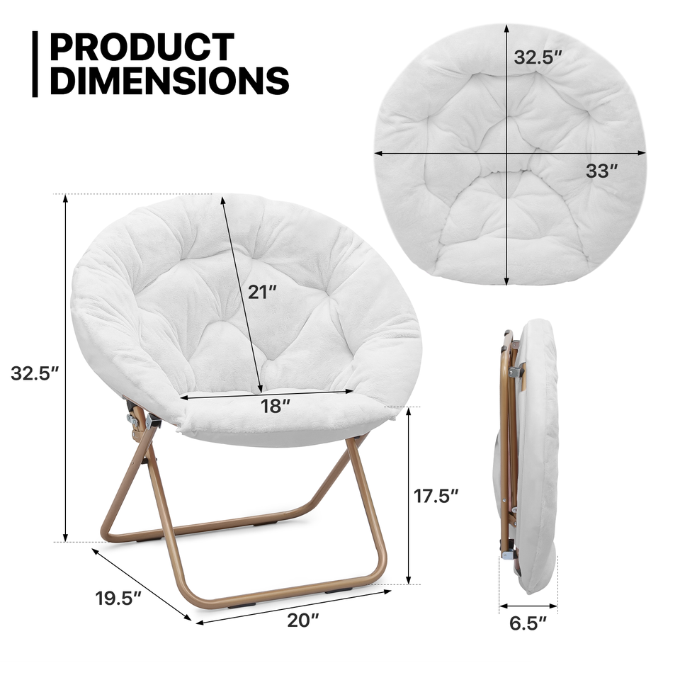 2 Pcs Folding Comfy Saucer Chair Home Relaxation Faux Fur Cozy Moon ...