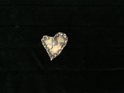 Vintage Artisan Sterling Silver & Heart Pin With Pearl | eBay