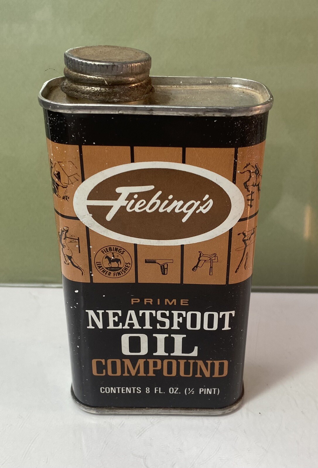 Vintage Fiebing's Neatsfoot Oil Compound 8 Oz Tin Can Partially Filled ...