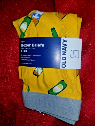 OLD NAVY MEN'S BOXER BRIEFS-YELLOW WITH BEER BOTTLES-SMALL(30"-31")NEW ...