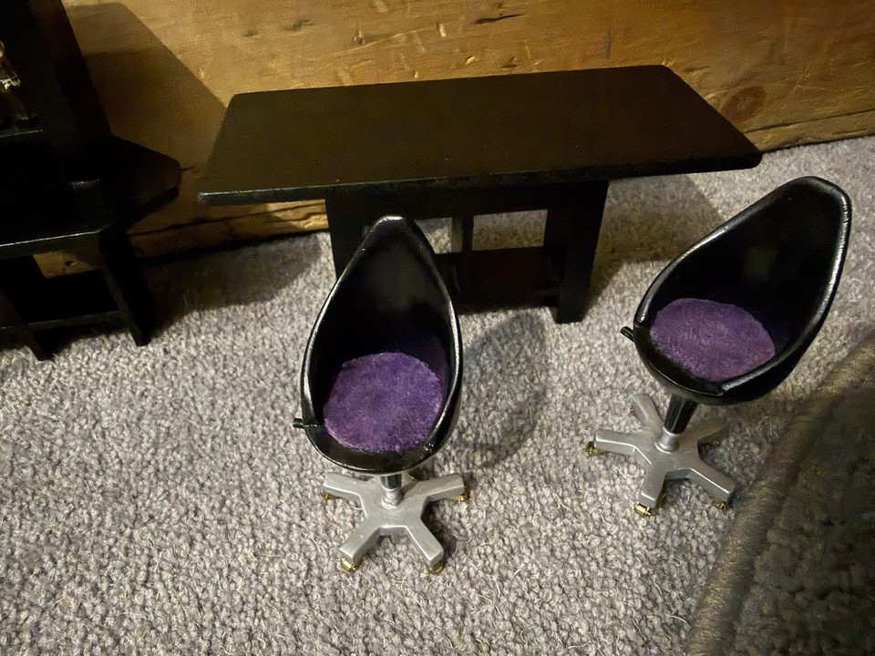 Doll’s House Emporium Black Dining Table, Sideboard, Tv & Stand, 2 ...