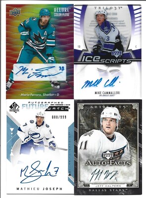 4 Autograph card Lot Mario Ferraro Mike Cammalleri Mathieu Joseph Jeff ...