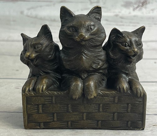 BRONZE SCULPTURE CAT GATO CHAT FIGURE IN BRONZE ART DECO STYLE FIGURINE ...
