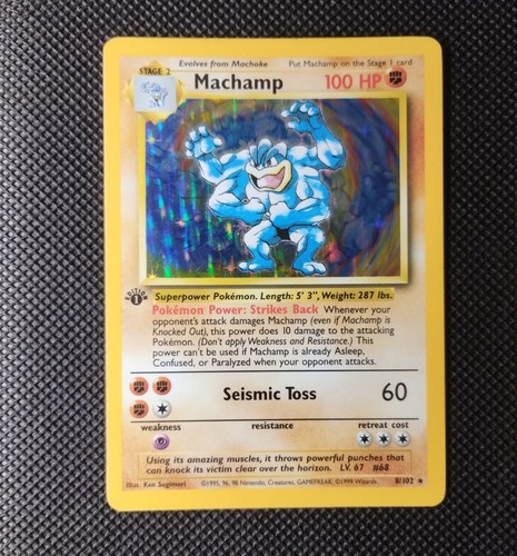 Machamp 1st Edition Pokemon Card 8/102 Base Set Rare Holo WOTC 1999 ...