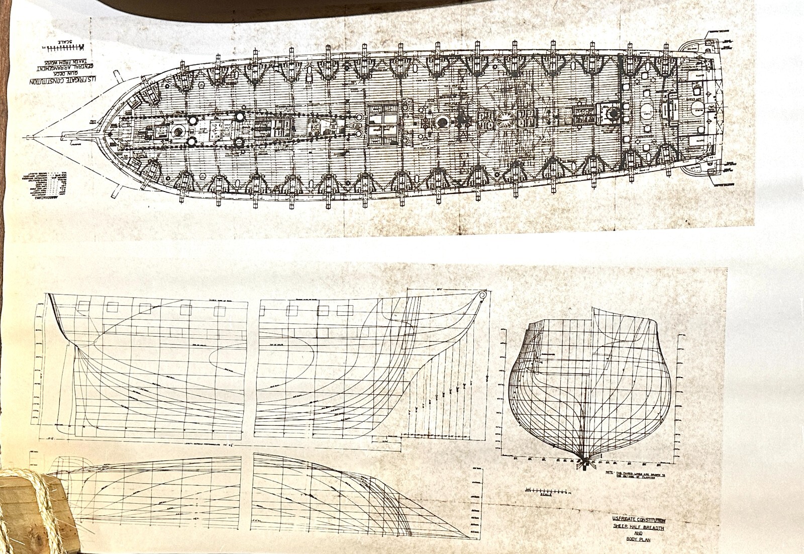 MCM U.S.S CONSTITUTION CARVED WOOD MODEL SHIP HULL 25",PLANS BY E.A ...